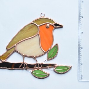 Stained Glass Bird, Robin Suncatcher for Window, Wall Hanging Decor ...