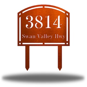 Metal Yard Stake House Business Arched Address Sign - Etsy