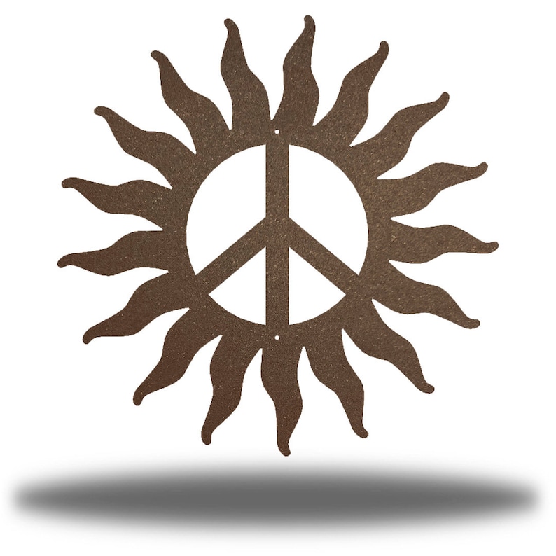 Peace Sign Sun | Unique Hippie Metal Wall Art Stylish Steel Outdoor ...