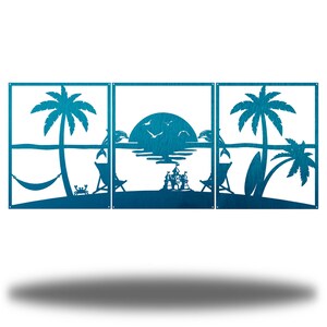 3 Panel Coastal Beach Scene Metal Wall Art | Riverside Designs Steel ...