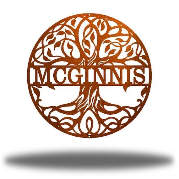 Split Tree of Life Monogram Outdoor Metal Wall Art - Etsy