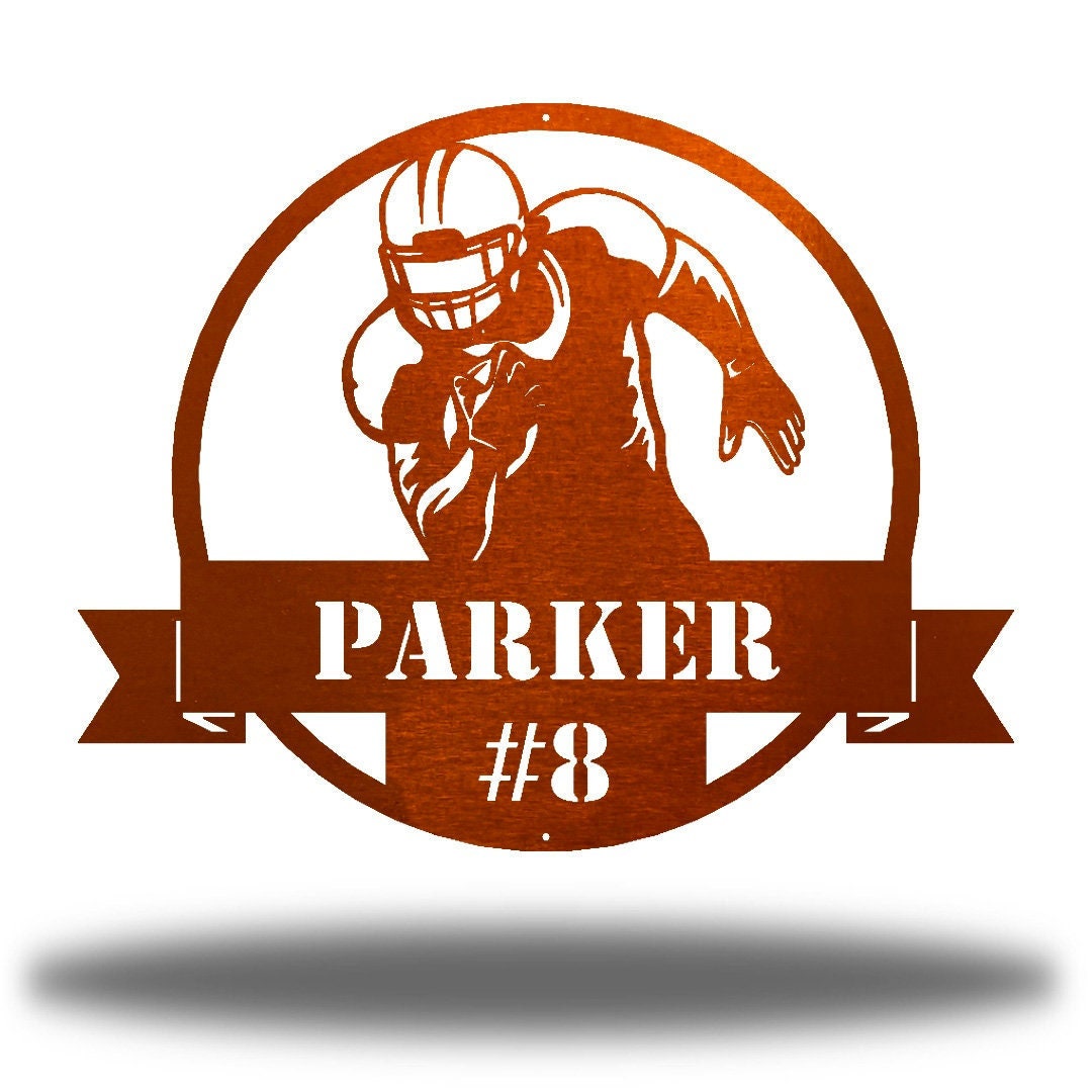 The Football Personalized Custom Monogram Metal Art Rust Resistant Wall ...