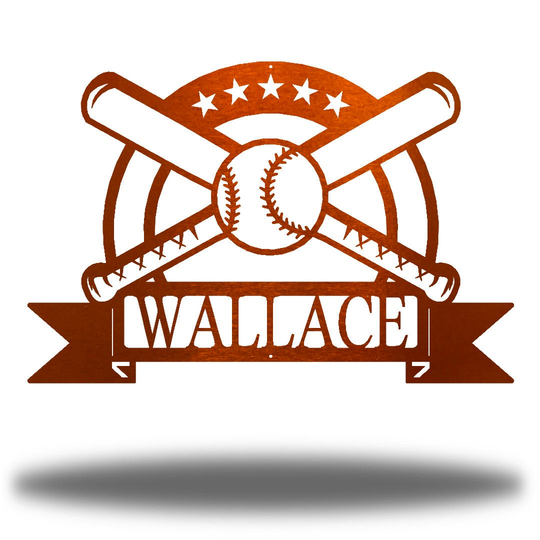 The Baseball Personalized Custom Monogram Metal Art Rust Resistant Wall ...