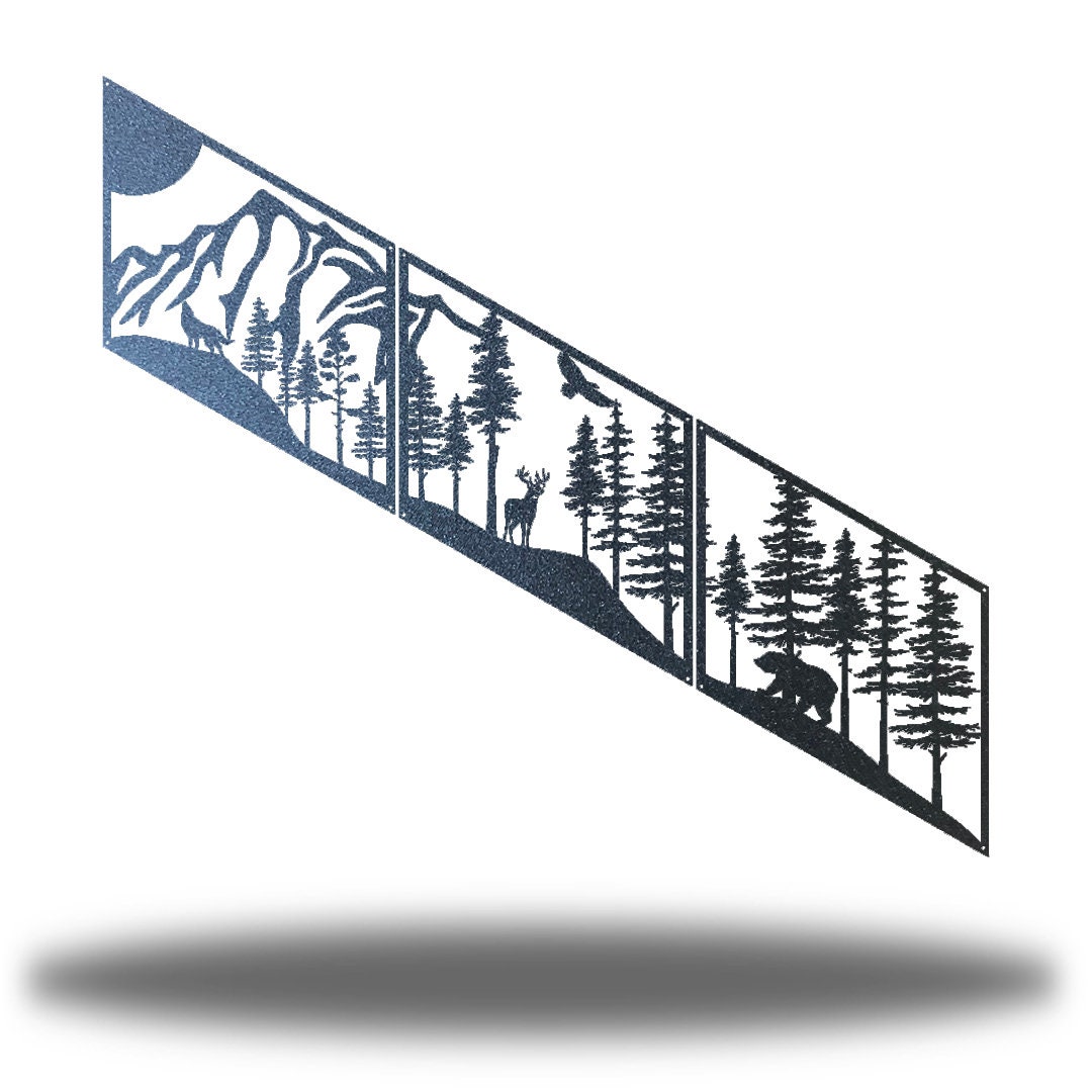 Riverside Designs 3 Panel Slanted Outdoor Wildlife Scene Metal Wall Art ...