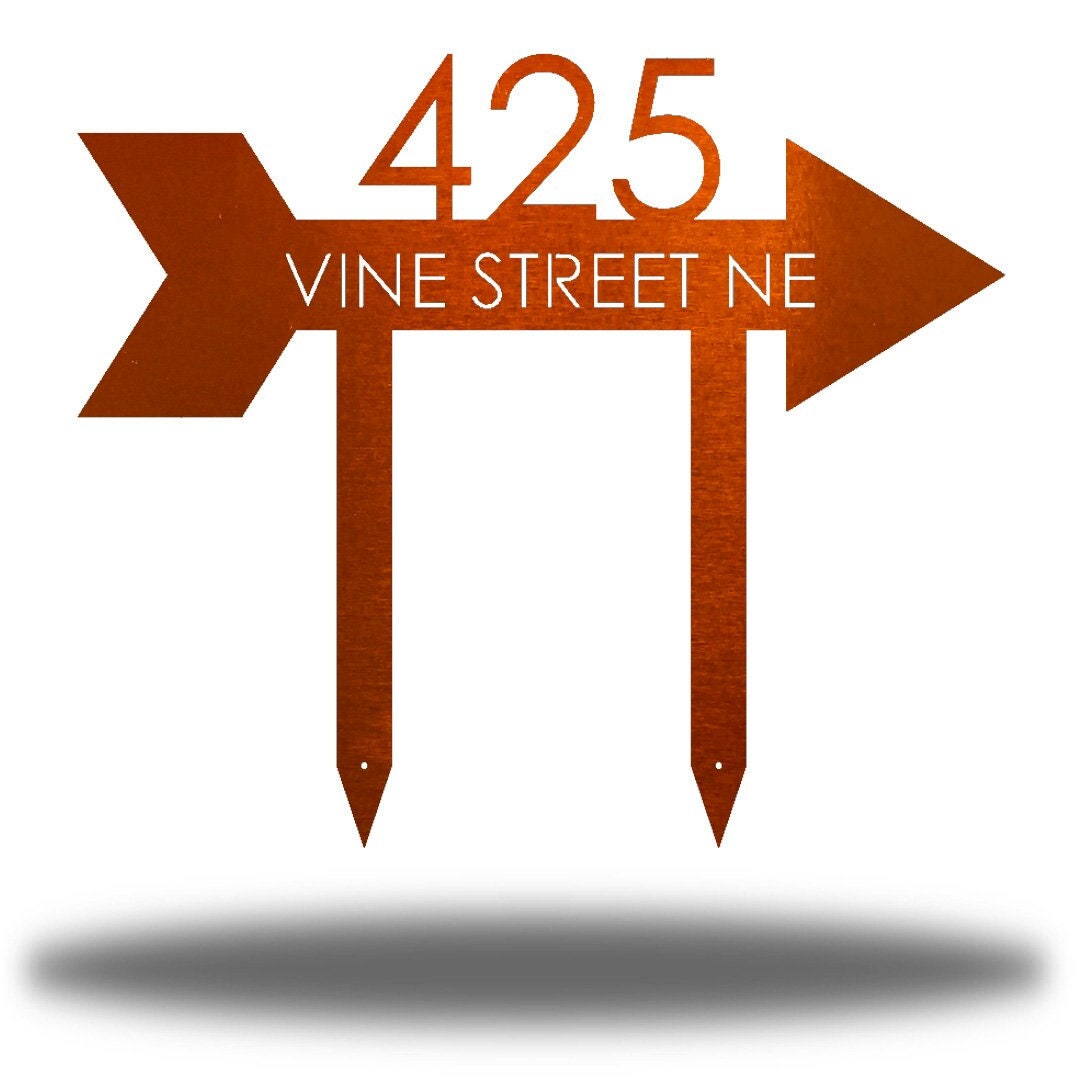 Personalized Metal Arrow Address Yard Sign | Custom Outdoor House ...
