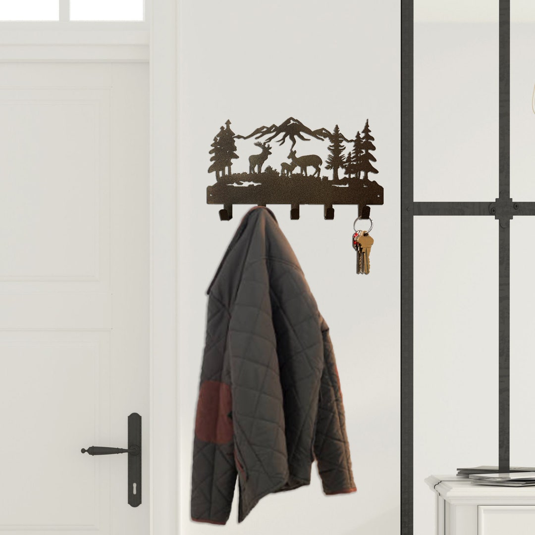 Riverside Designs Outdoor Deer Scene Hanging Rack Metal Wall Art Steel ...