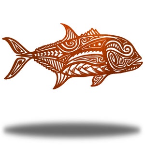 Ulua Fish Coastal Metal | Whimsical Wall Art Steel Decor - Etsy