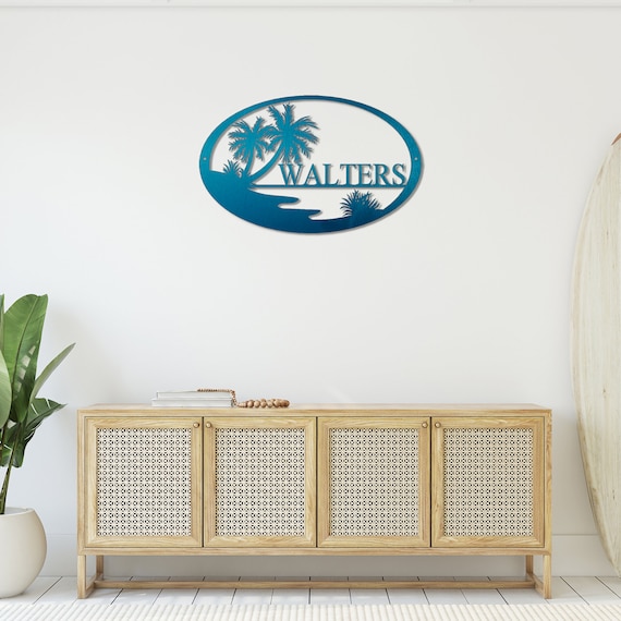 Beach Monogram Metal Wall Art - Etsy
