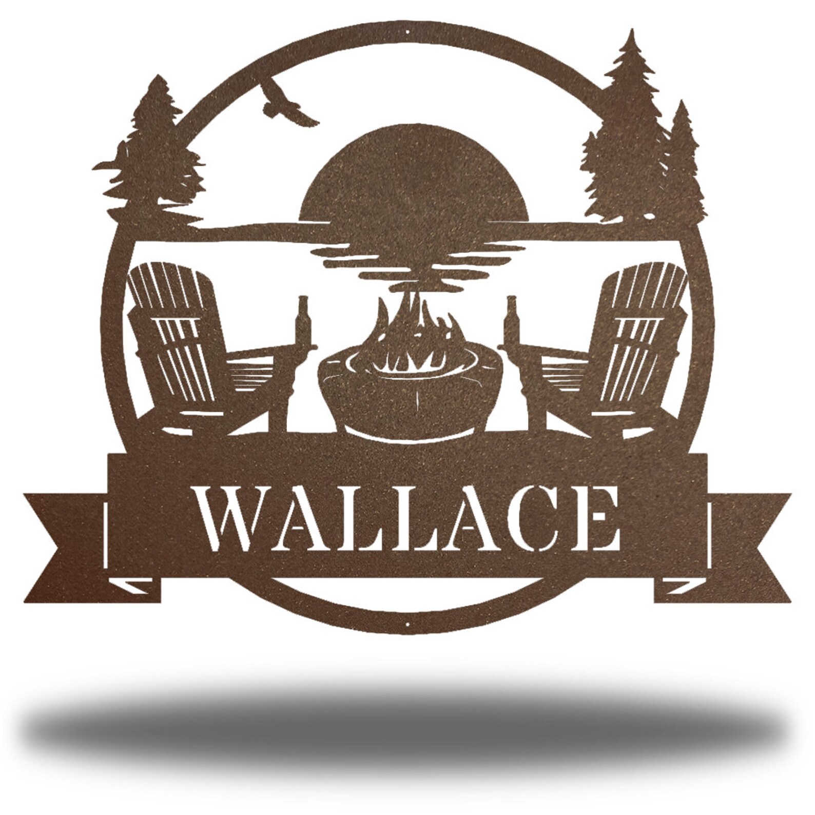 Lake Scene Monogram Outdoor Metal Wall Art Steel Decor - Etsy