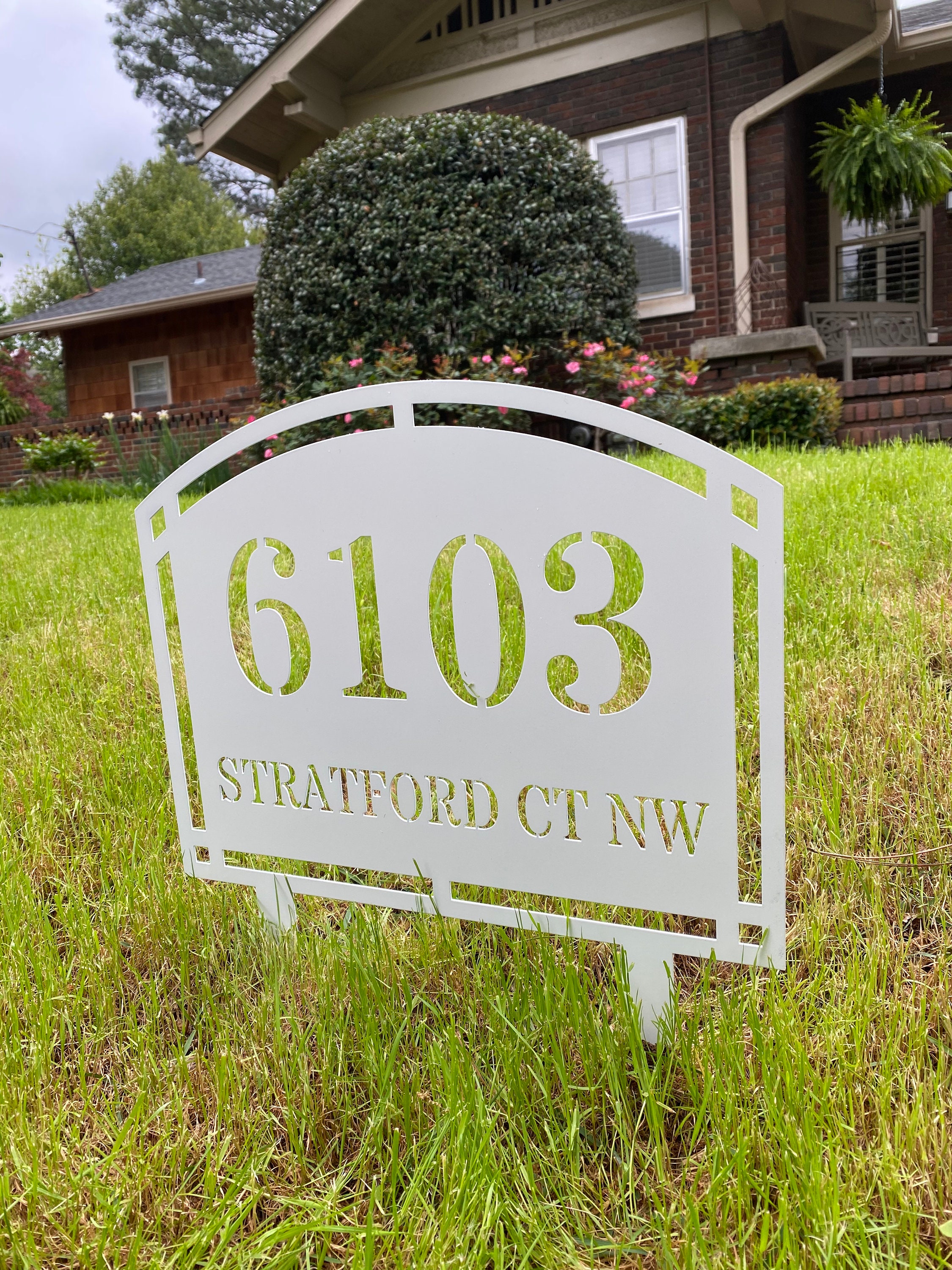 Metal Yard Stake House Business Arched Address Steel Sign | Etsy