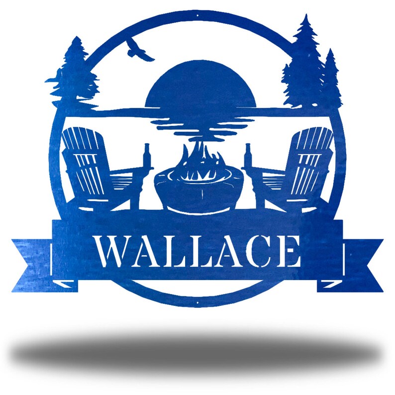 Lake Scene Monogram Outdoor Metal Wall Art Steel Decor - Etsy