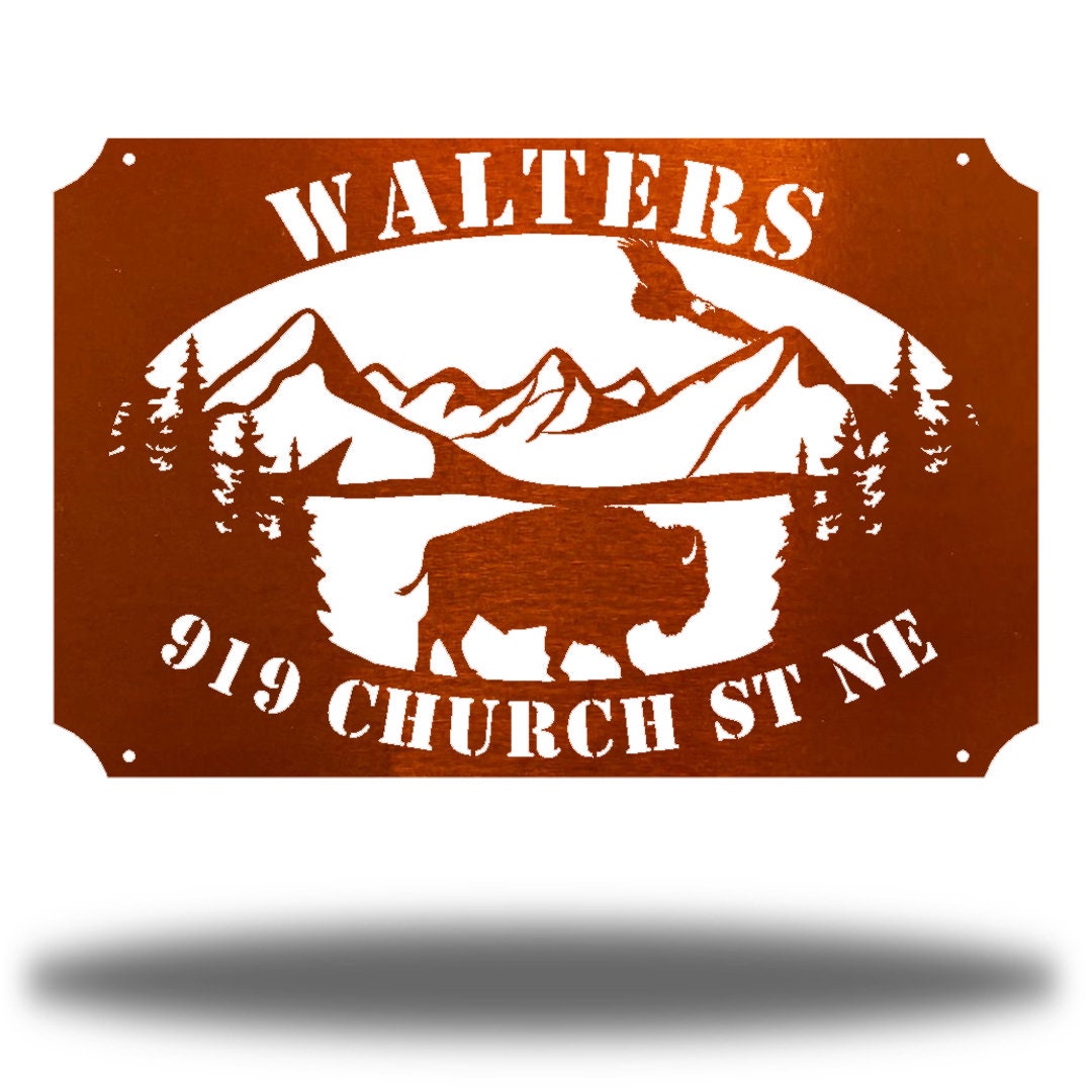 Bison Monogram Personalized Metal Sign - Etsy