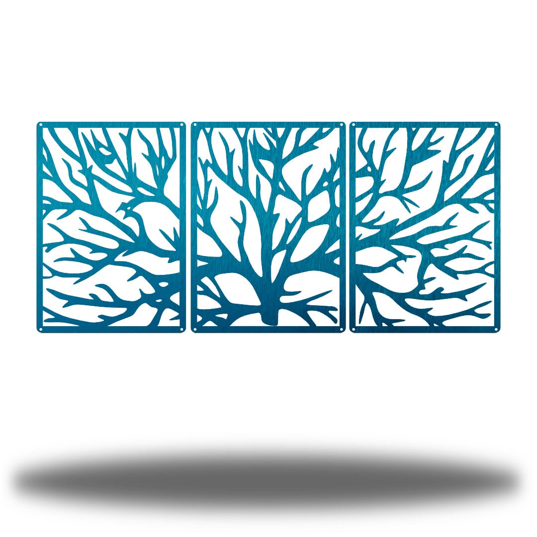 3 Section Tree Metal Wall Art Steel Home Decor - Etsy