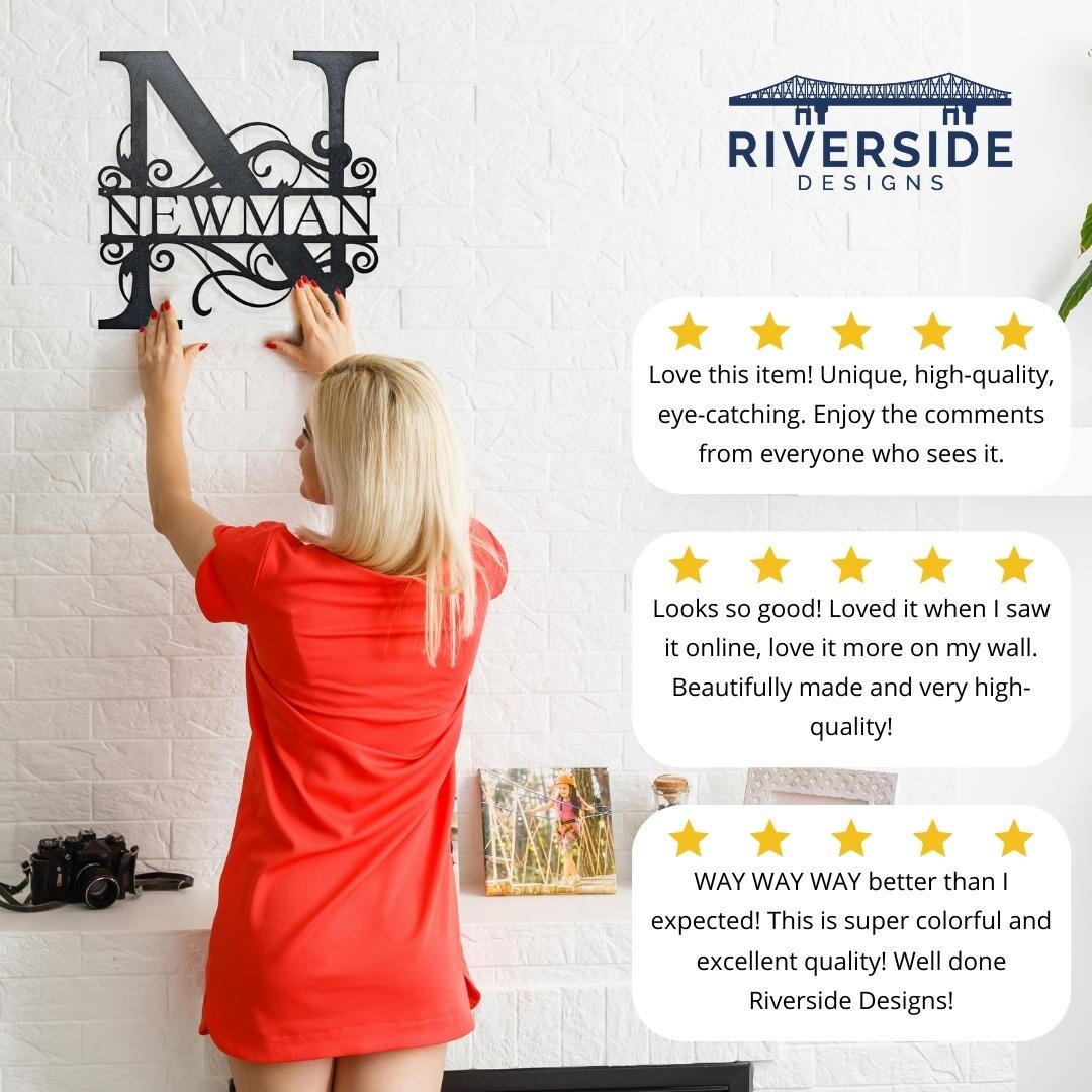 Split Swirl Custom Monogram Family Sign Metal Art Outdoor Wall Decor - Etsy