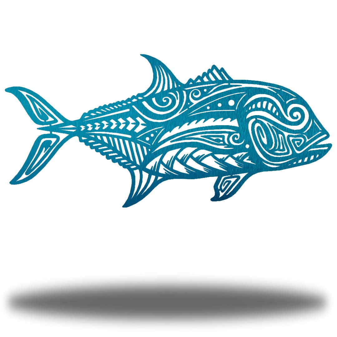 Ulua Fish Coastal Metal | Whimsical Wall Art Steel Decor - Etsy