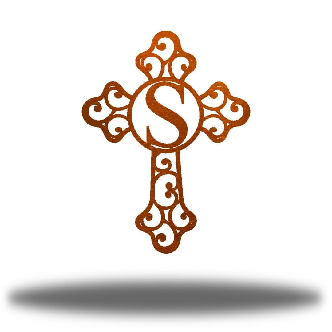 Cross Initial Monogram Faith Christian Metal Wall Art - Etsy