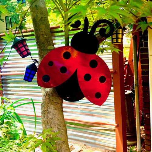 Lady Bug Garden Decor Metal Art Hanging Wall Sign - Etsy