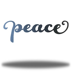 Cursive Peace Metal Wall Art | Inspirational Steel Home Decor - Etsy