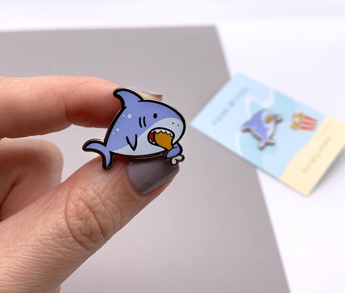 Shark Enamel Pin Hungry Shark - Etsy