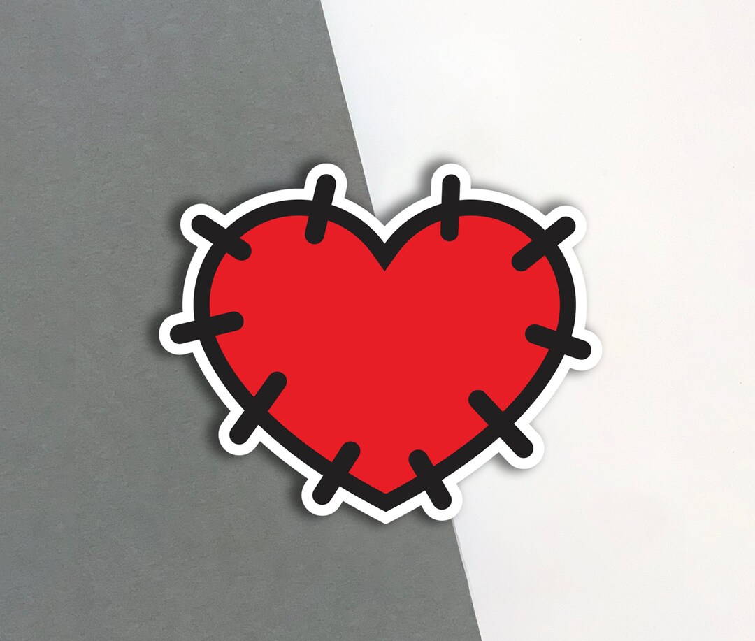 Stitchy Heart Vinyl Sticker - Matte Waterproof - Etsy