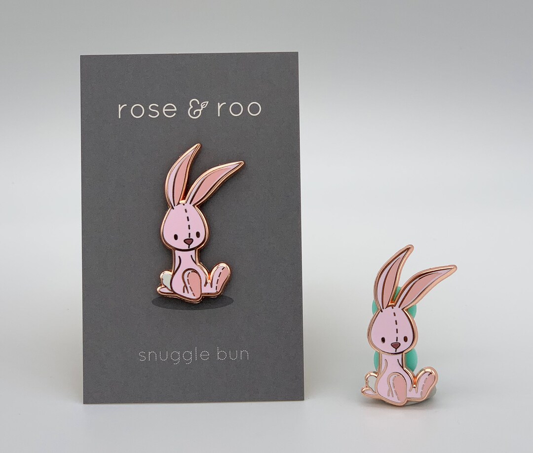 Snuggle Bun Pink Bunny Rabbit Enamel Pin: Rose-gold Plated ...