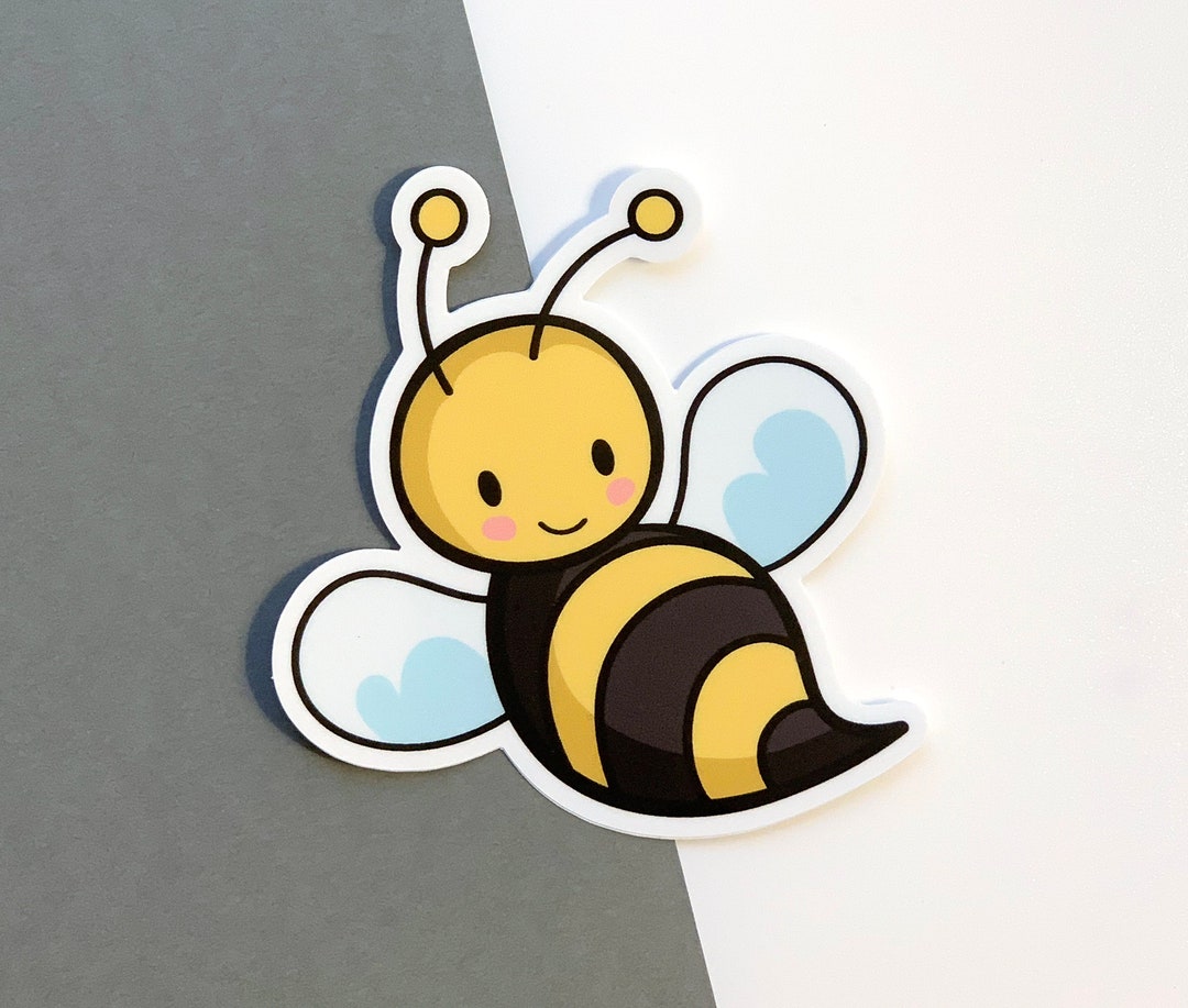 Happy Bee Vinyl Sticker - Matte Waterproof - Etsy
