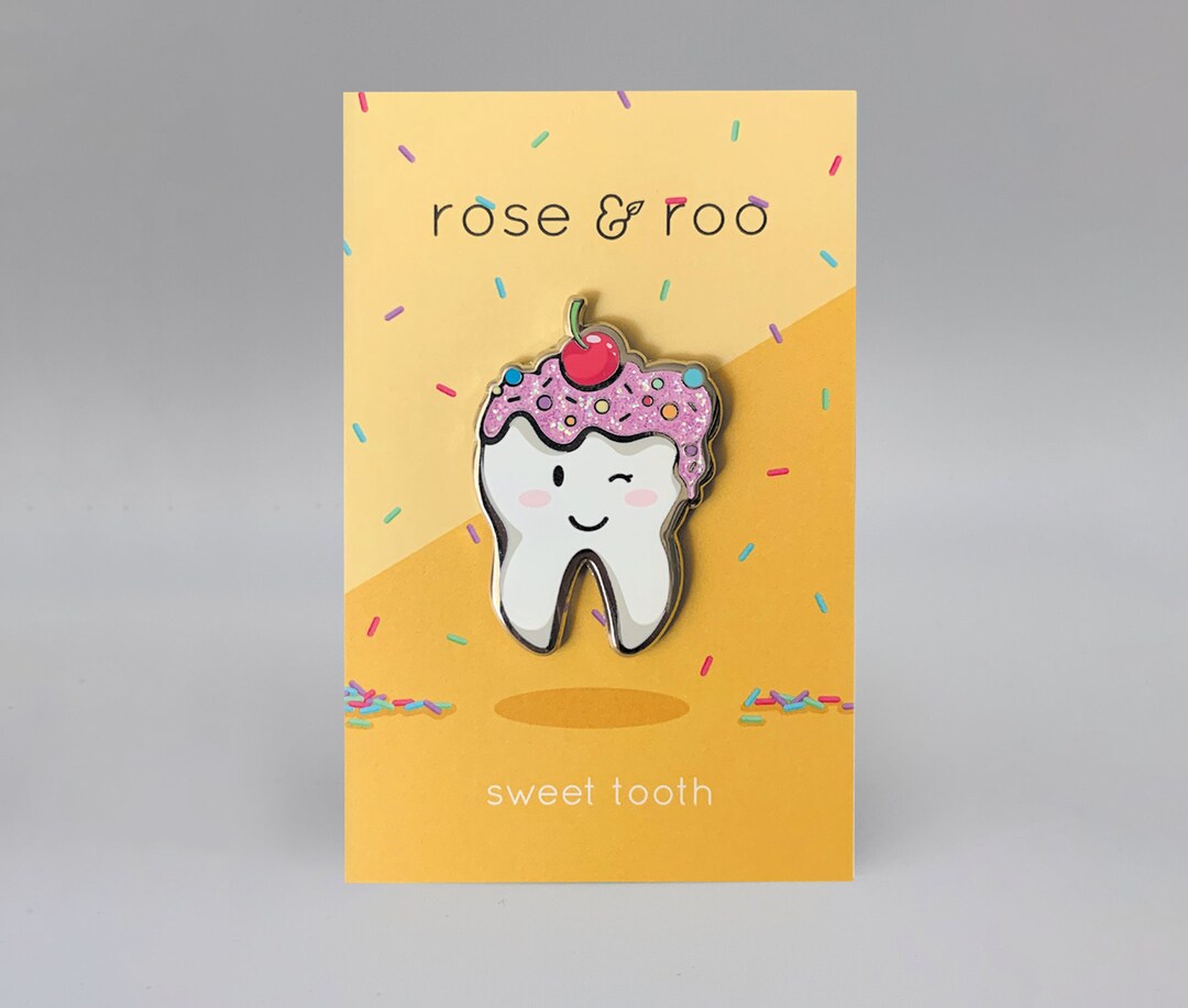 Sweet Tooth Glitter Enamel Pin - Etsy