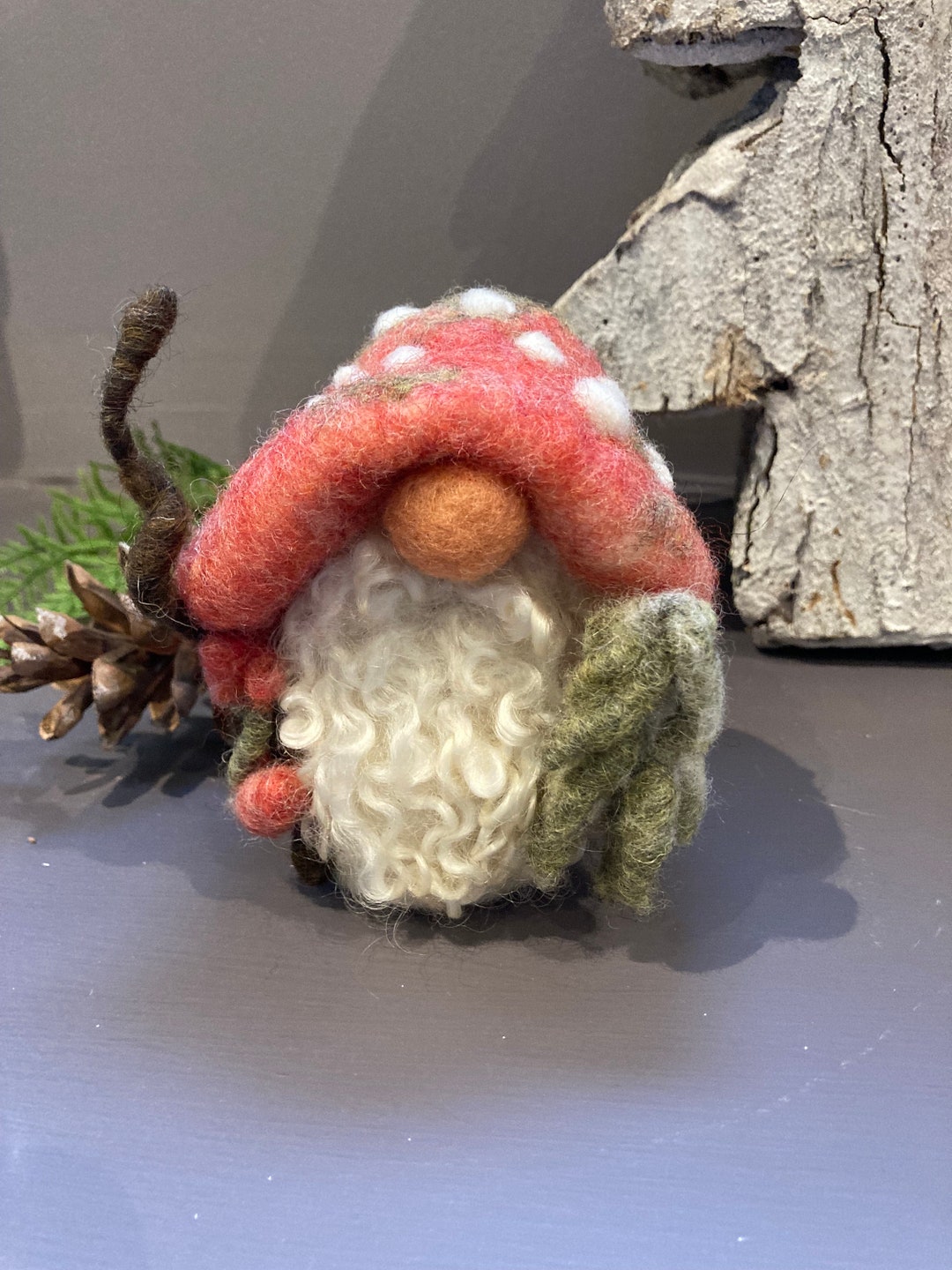 Needle Felted Wool Mushroom Gnome ,rustic Gnome,woodsy Gnome, Woodland ...