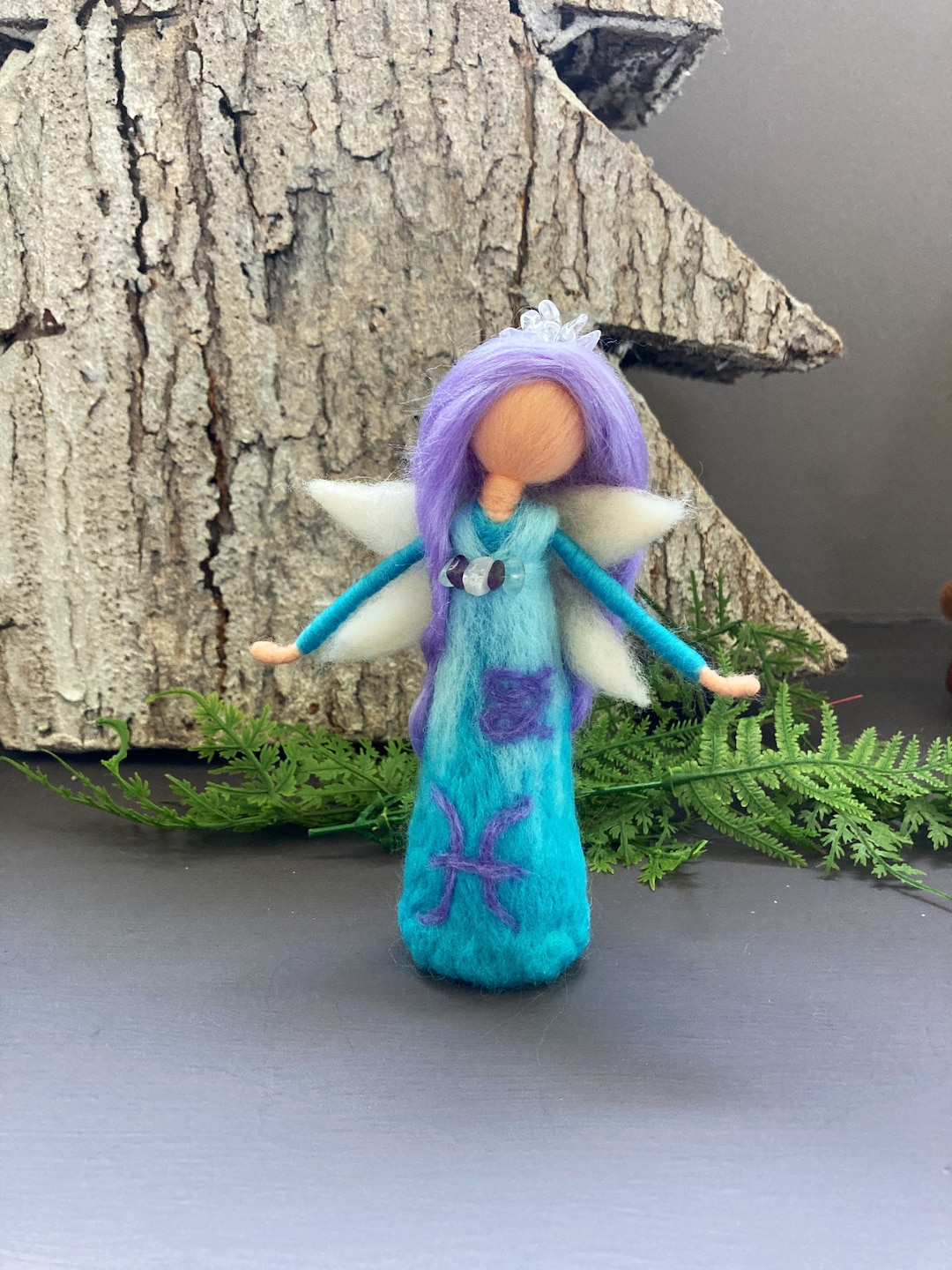 Pisces Crystal Gift , Needle Felted Wool Pisces Fairy,zodiac Doll ...