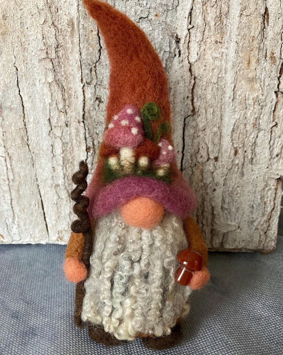Needle Felted Wool Gnome Mushroom, Woodland Gnome,rustic Gnome ...