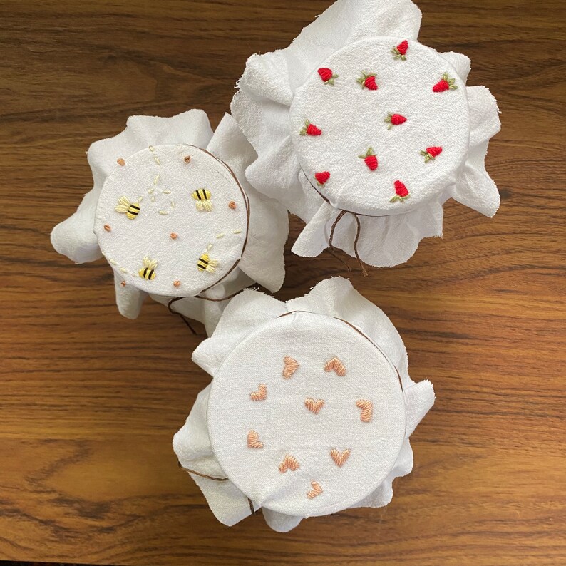 Hand Embroidered Linen Jar Cover Mason Jar Cloth - Etsy