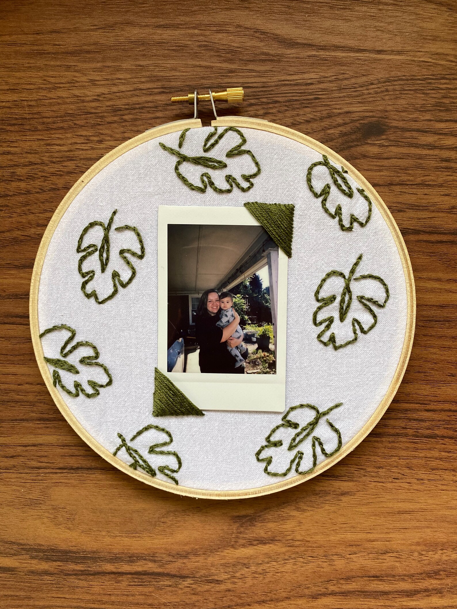 Monstera Embroidered Polaroid Picture Frame, Plant Embroidery Hoop ...