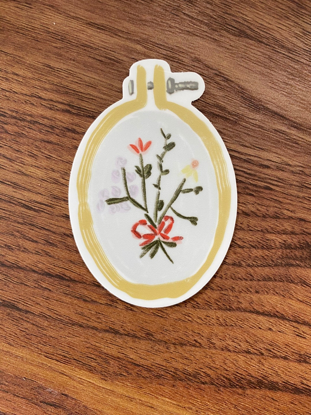 Wildflower Embroidery Vinyl Die Cut Sticker, Embroidery Sticker for ...