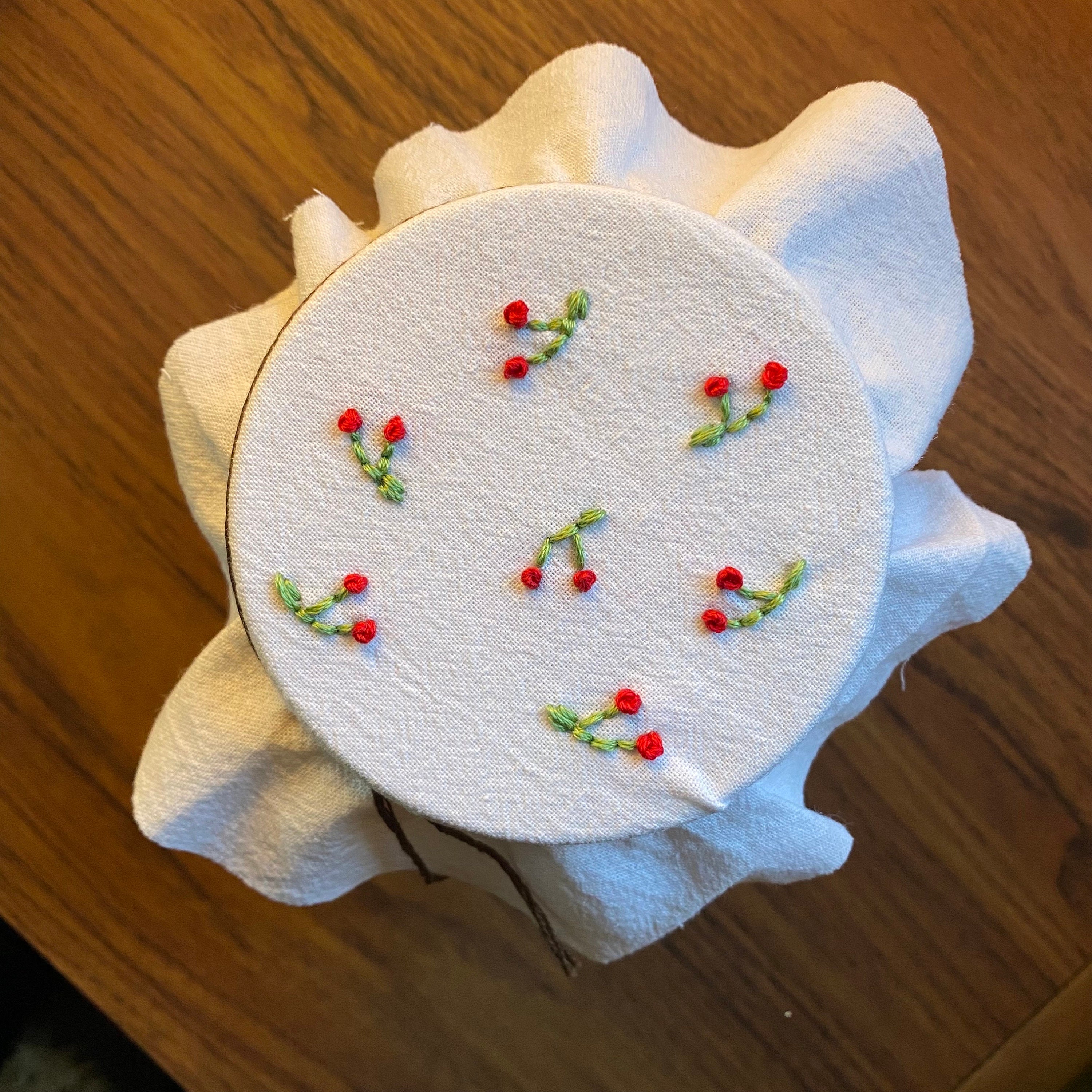 Hand Embroidered Linen Jar Cover, Mason Jar Cloth, Housewarming Gift ...