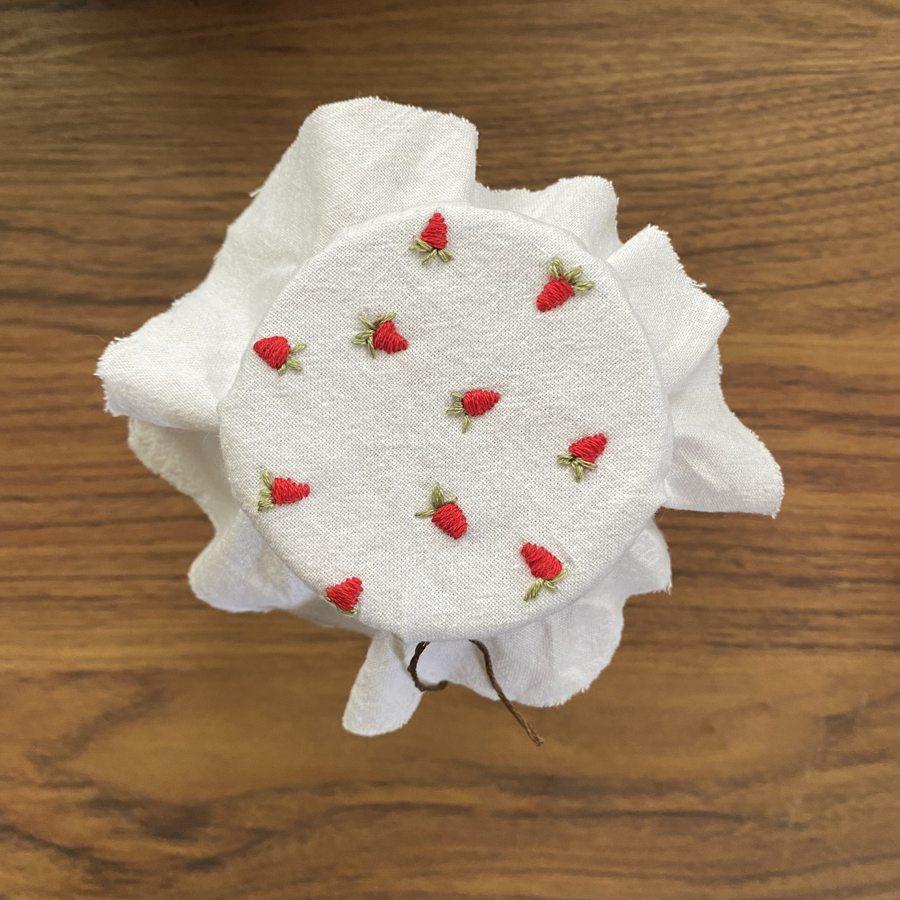 Hand Embroidered Linen Jar Cover, Mason Jar Cloth, Housewarming Gift ...