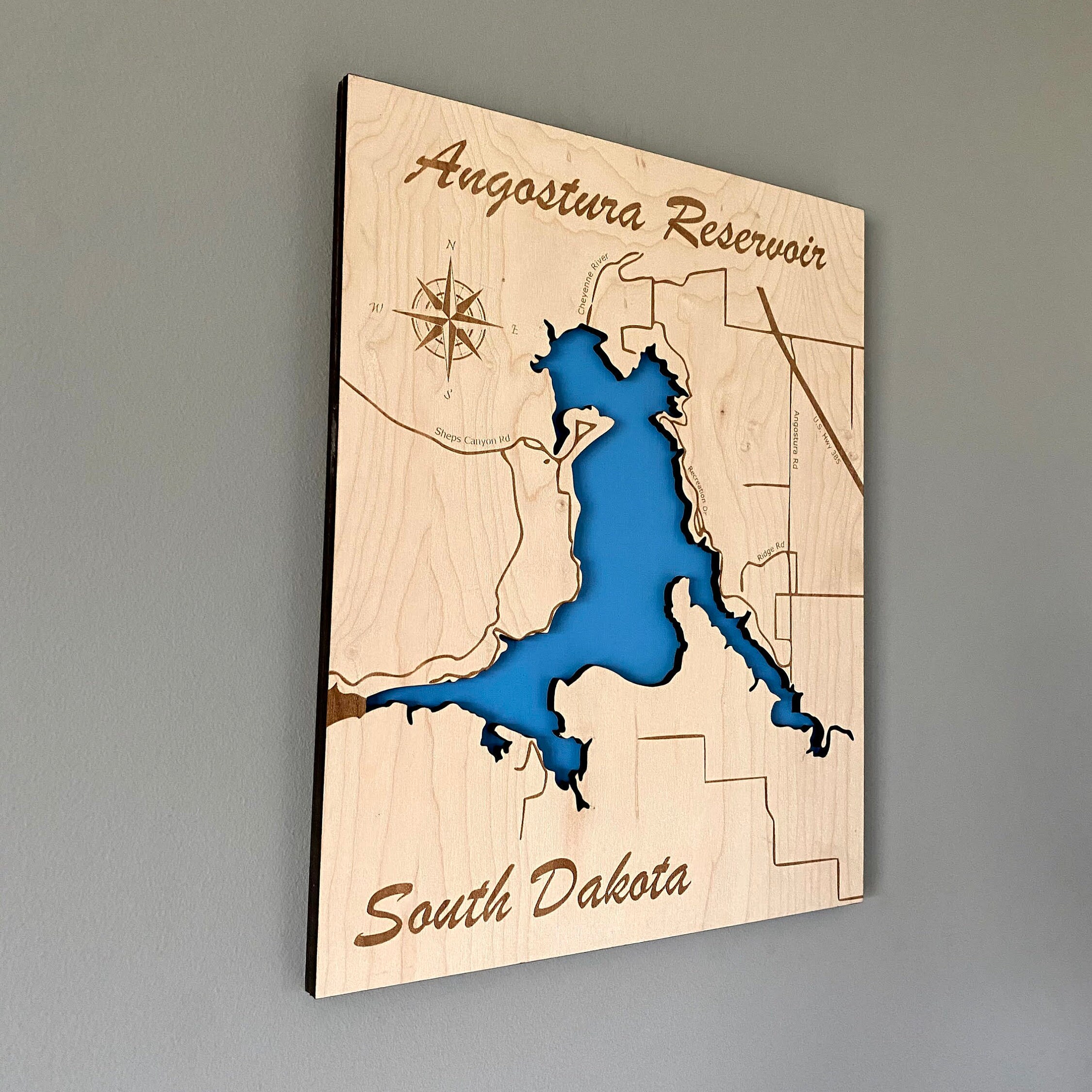 Angostura Reservoir Map Custom Lake Map Lake House Gift - Etsy Hong Kong