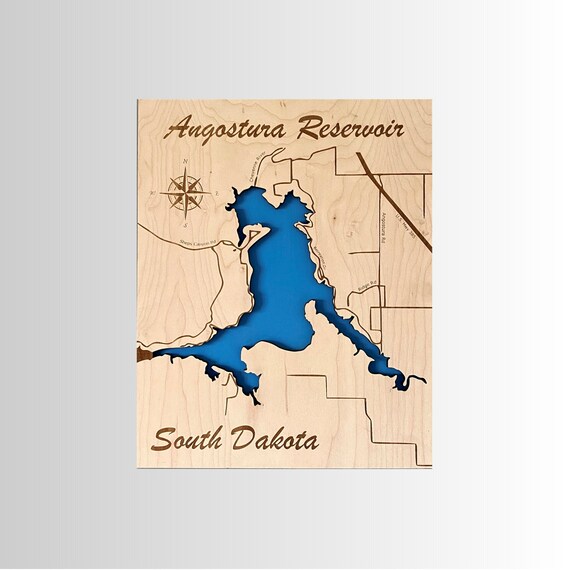 Angostura Reservoir Map Custom Lake Map Lake House Gift | Etsy