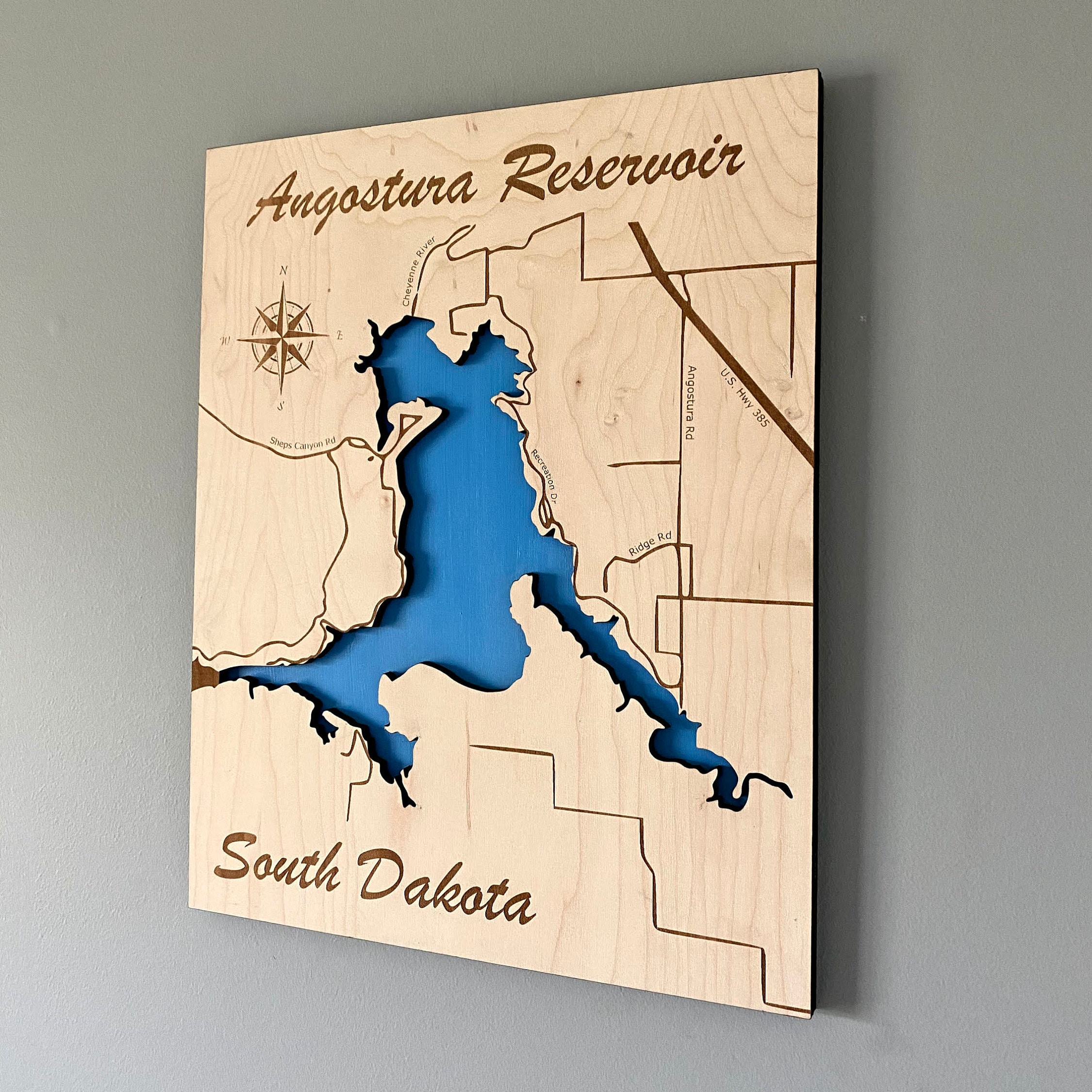 Angostura Reservoir Map Custom Lake Map Lake House Gift - Etsy Hong Kong
