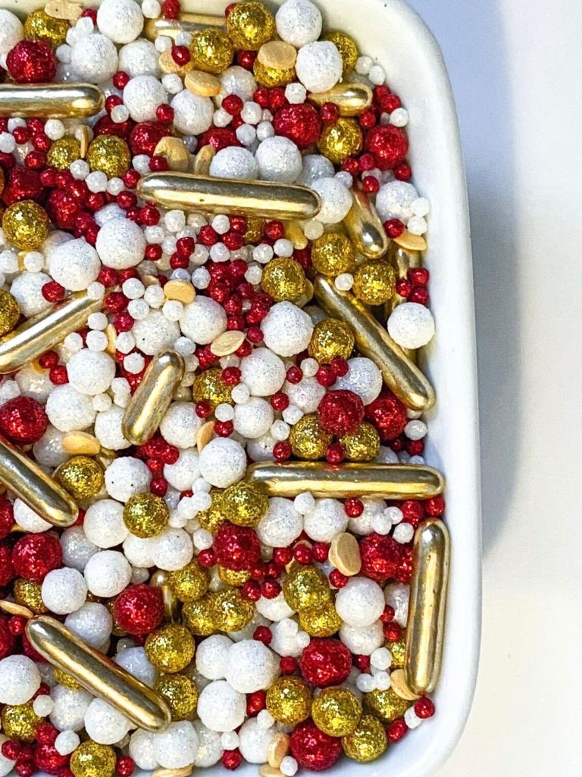 Red and Gold Glitter Sprinkle With Gold Rods Round Sprinkles | Etsy