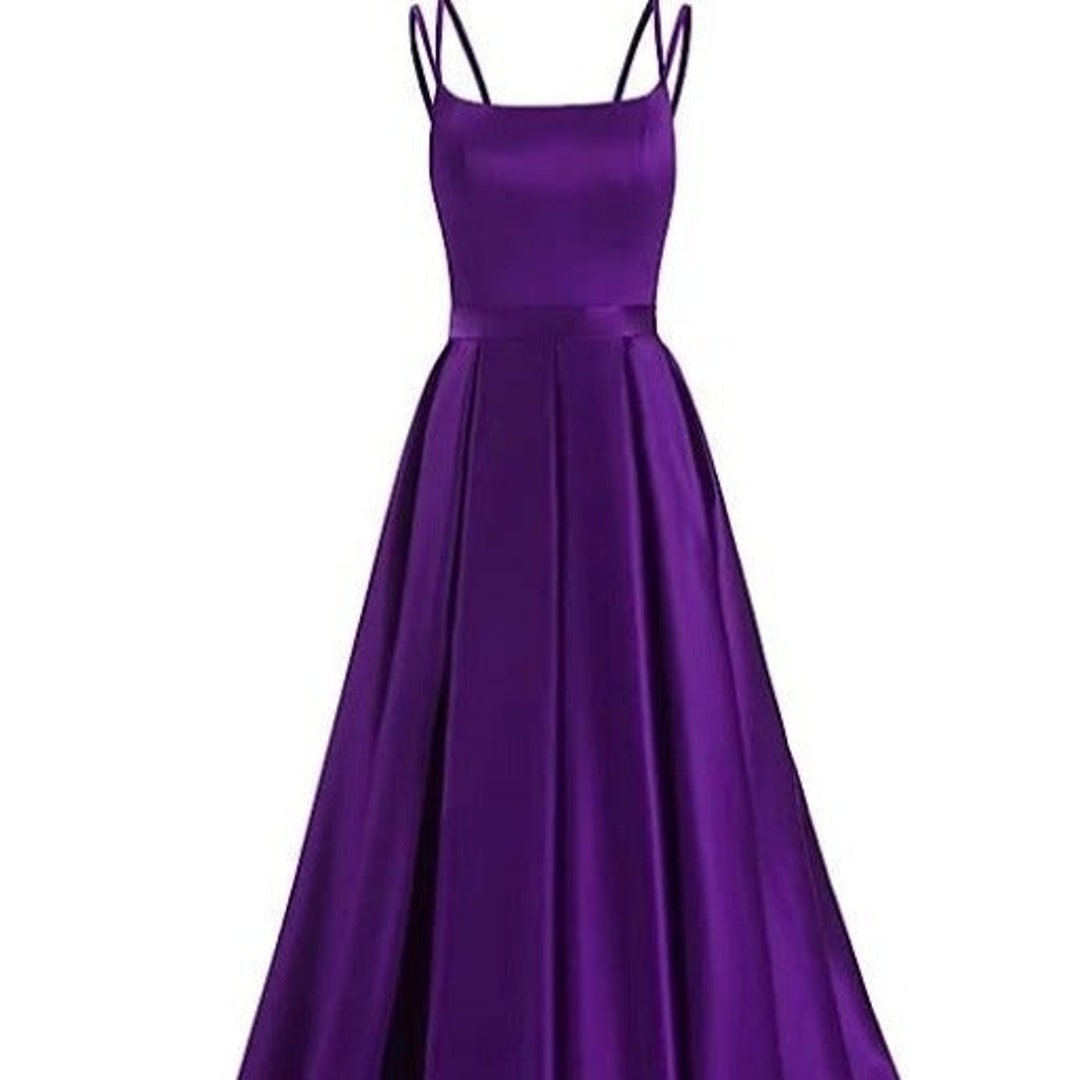 Smorbrid Spaghetti Straps Prom Dresses Long Ball Gown Satin Nr Etsy