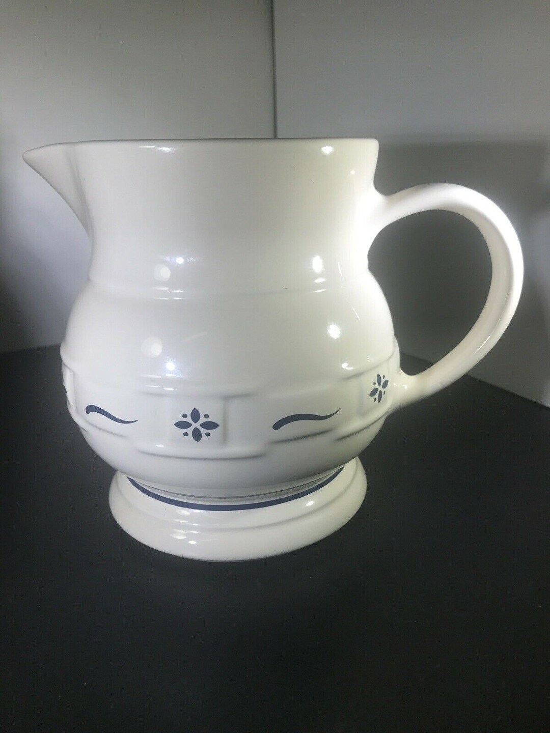 Longaberger Pottery Woven Traditions Blue Water Pitcher 7.5" - Etsy