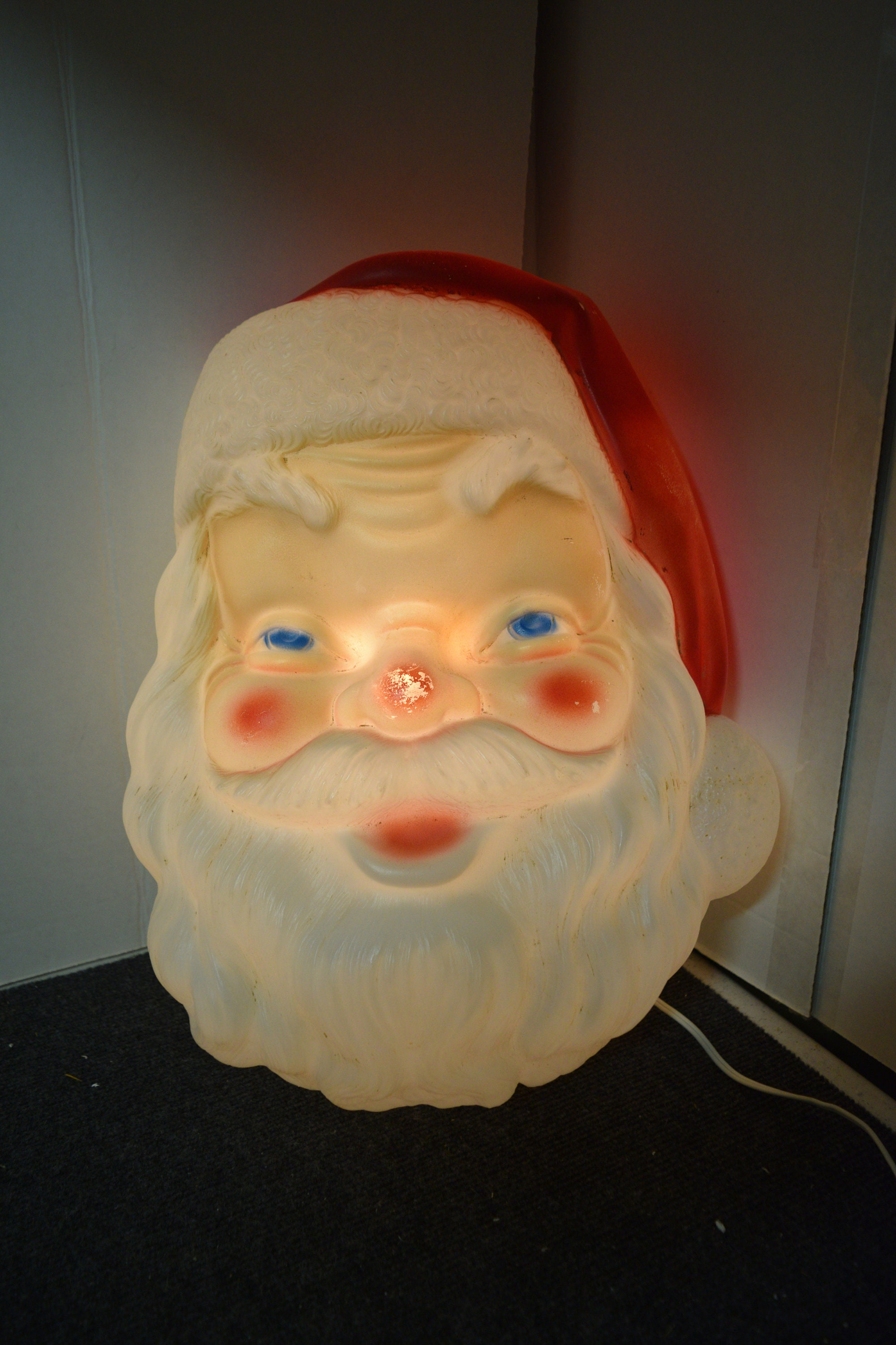 Vintage Light Up Santa Faces