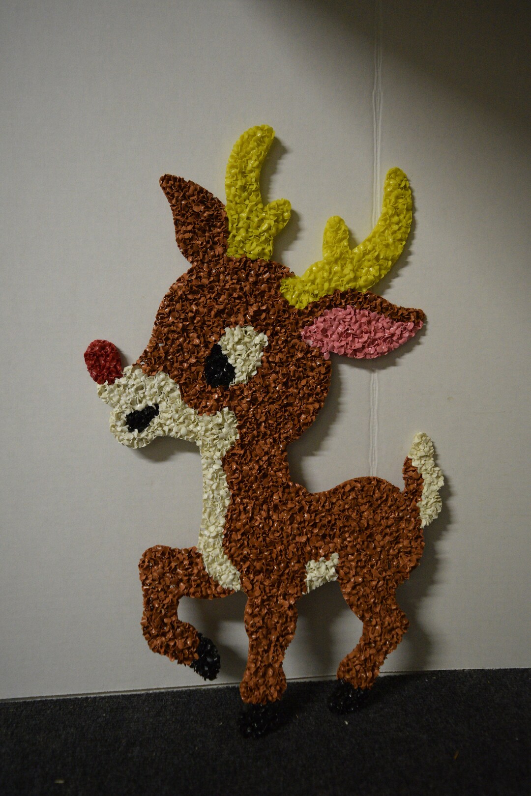 Vintage Melted Popcorn Rudolph Red Nosed Reindeer Christmas - Etsy