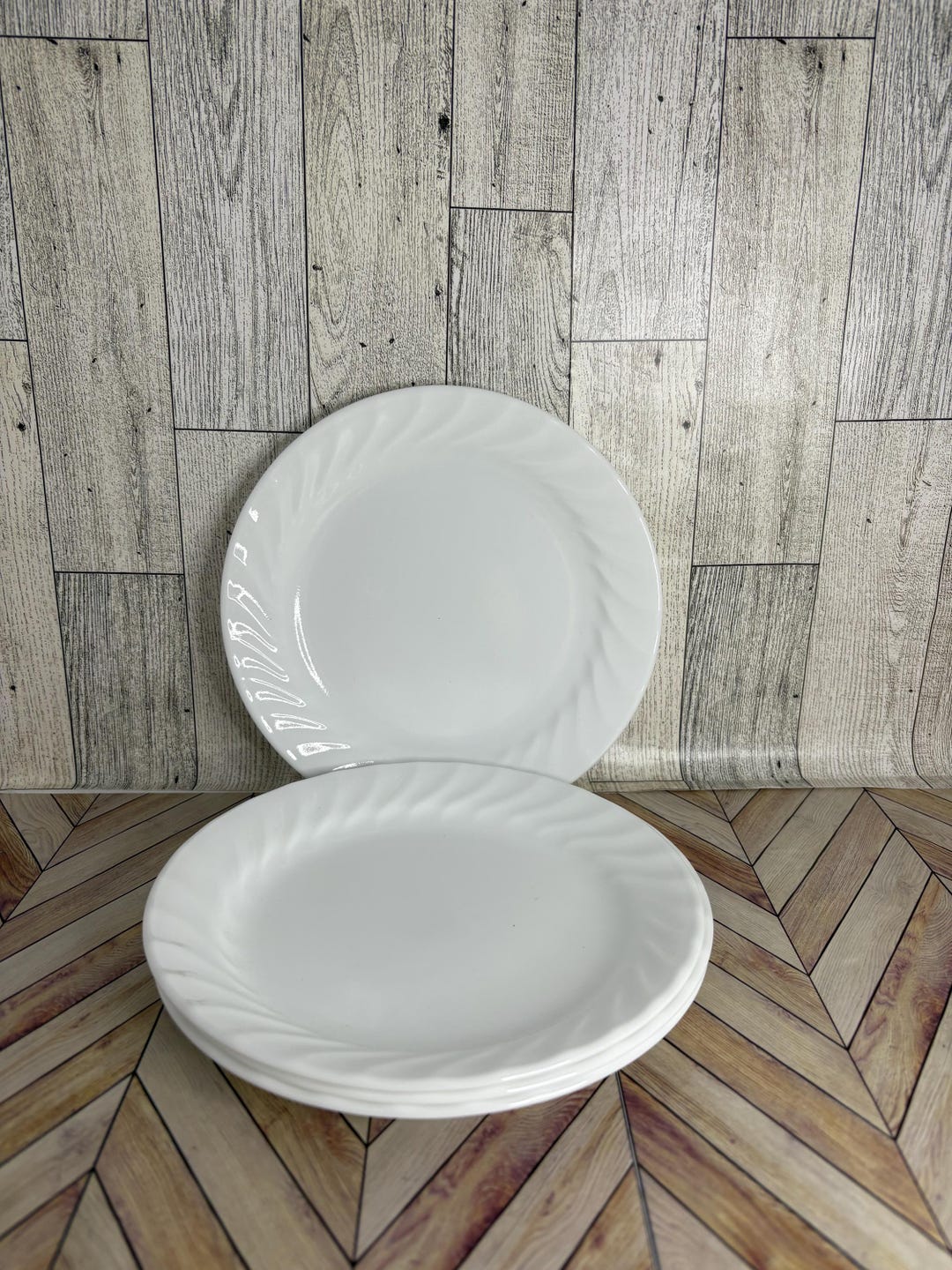 Set of 4 Corelle Enhancements White Swirl 7.25" Salad Dessert Plates - Etsy