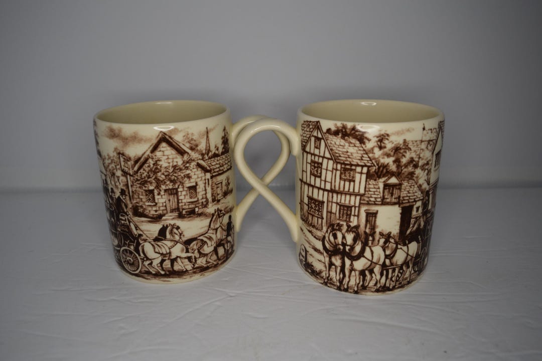 2 Royal Staffordshire Stratford Brown Coffee Mugs - Etsy