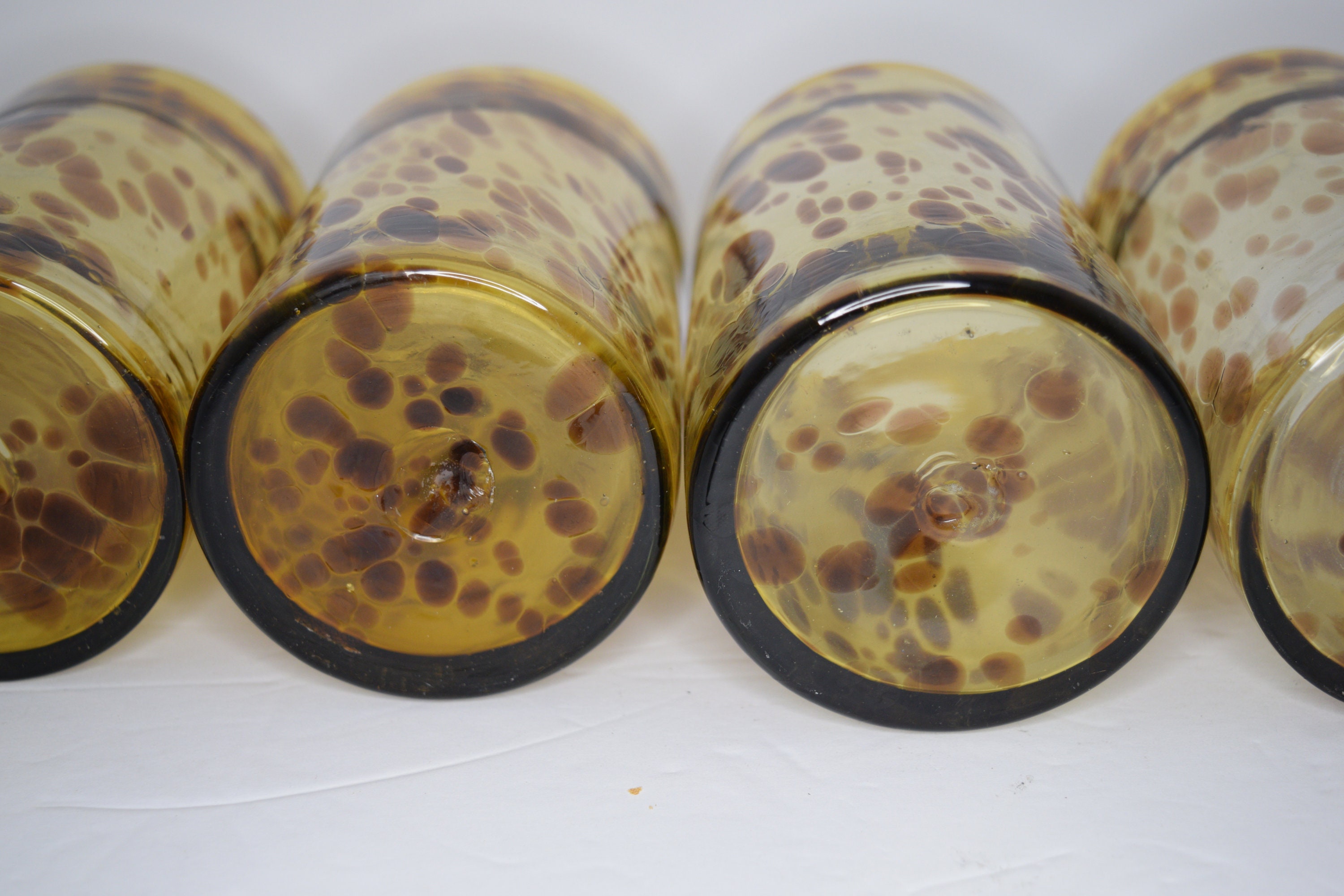 Set of 6 Amber Tortoise Shell Leopard Print Art Deco MCM Drinking 5 ...
