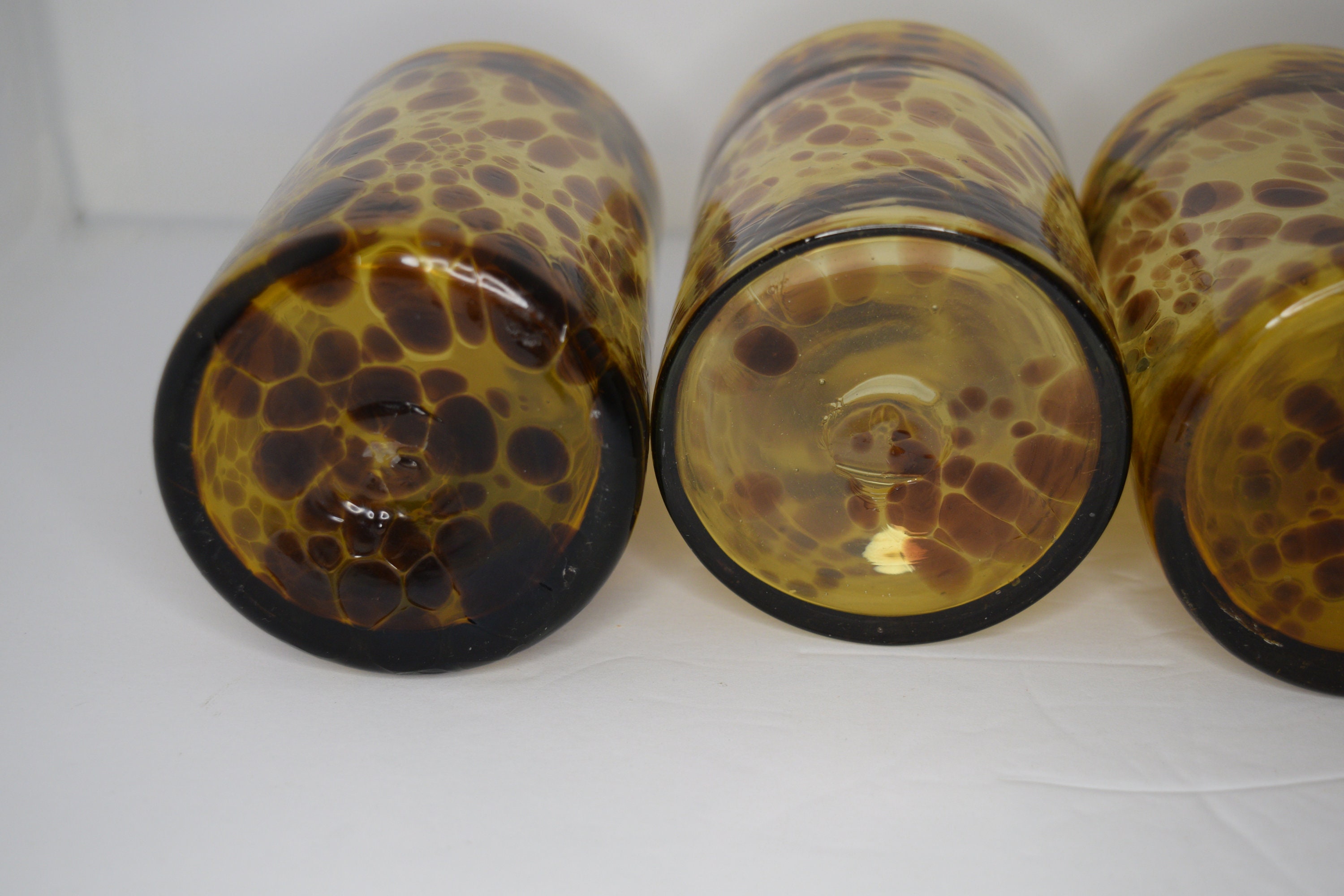 Set of 6 Amber Tortoise Shell Leopard Print Art Deco MCM Drinking 5 ...