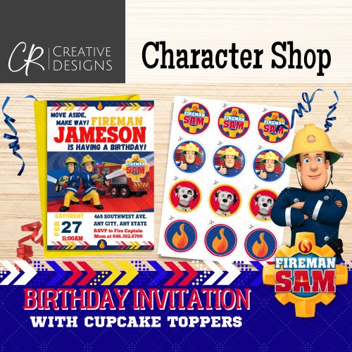 Fireman Sam Birthday Printable Invitation / Fireman Sam - Etsy