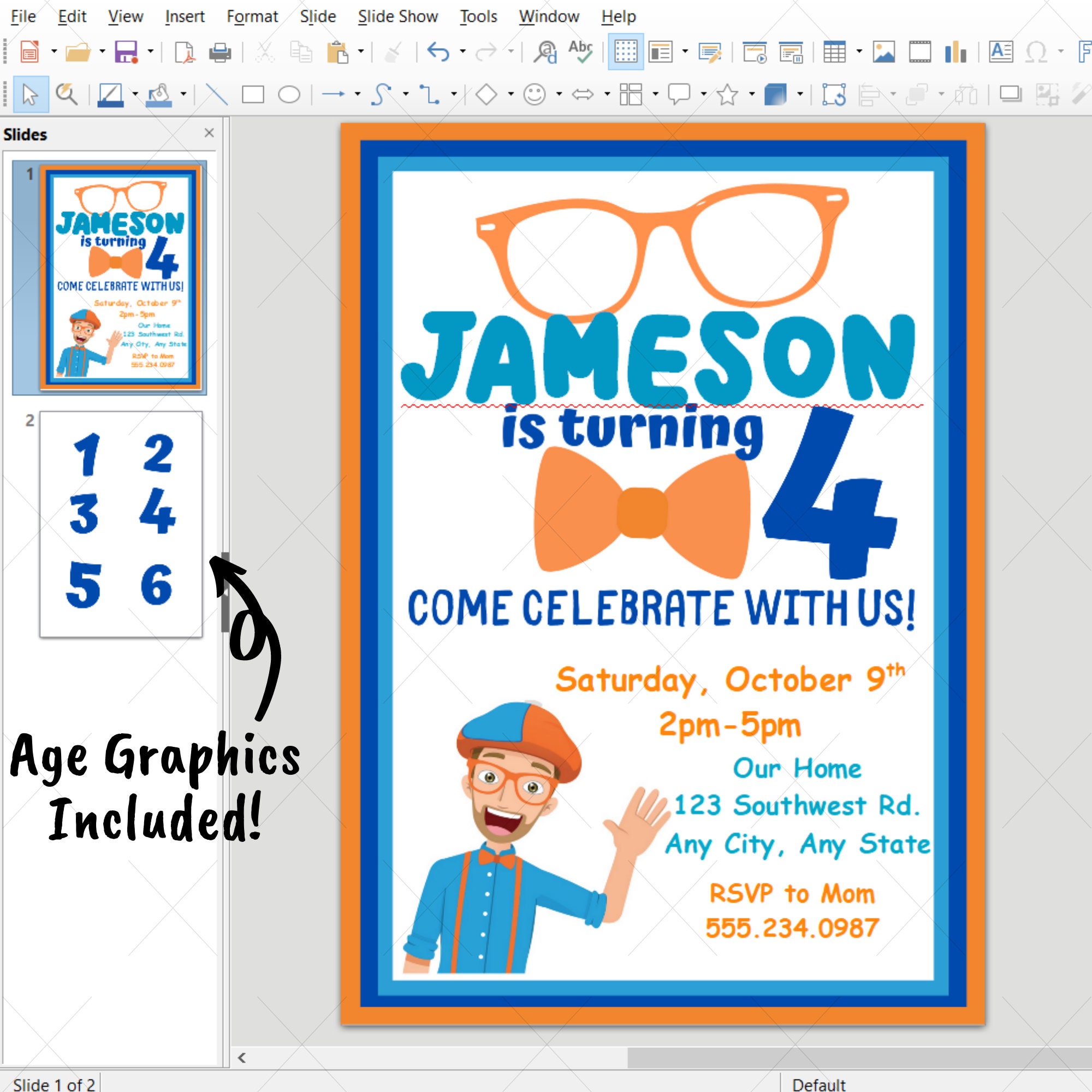 Blippi Birthday Invitation Template