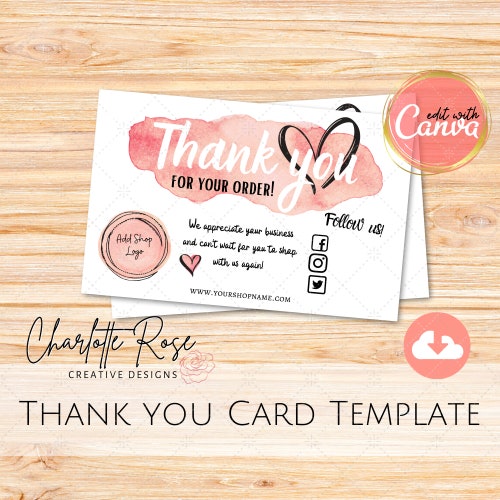 EDITABLE Thank You for Your Order Template Printable - Etsy